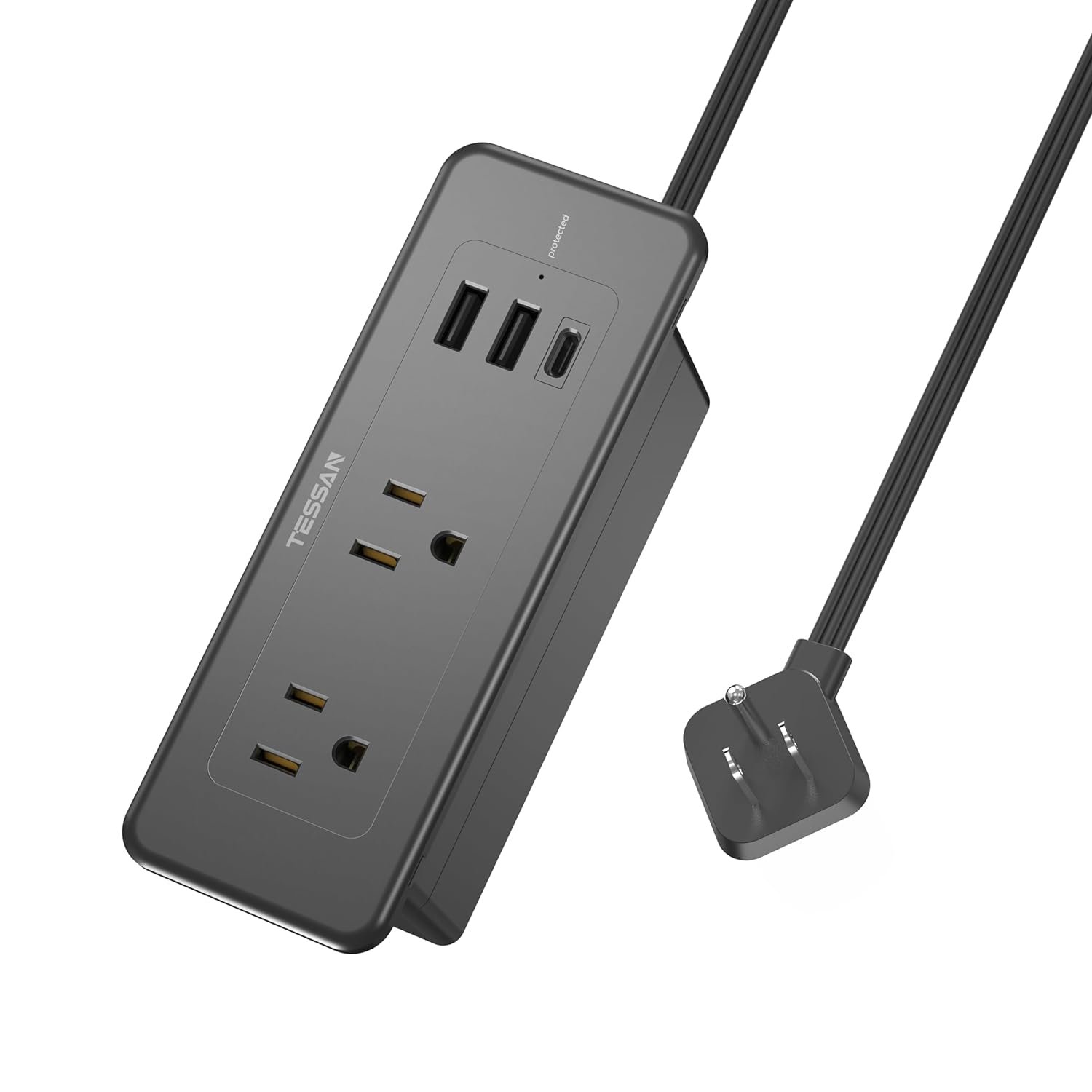 Recessed Power Strip Surge Protector, Ultra-Thin Flat Plug 5Ft With 4 ...