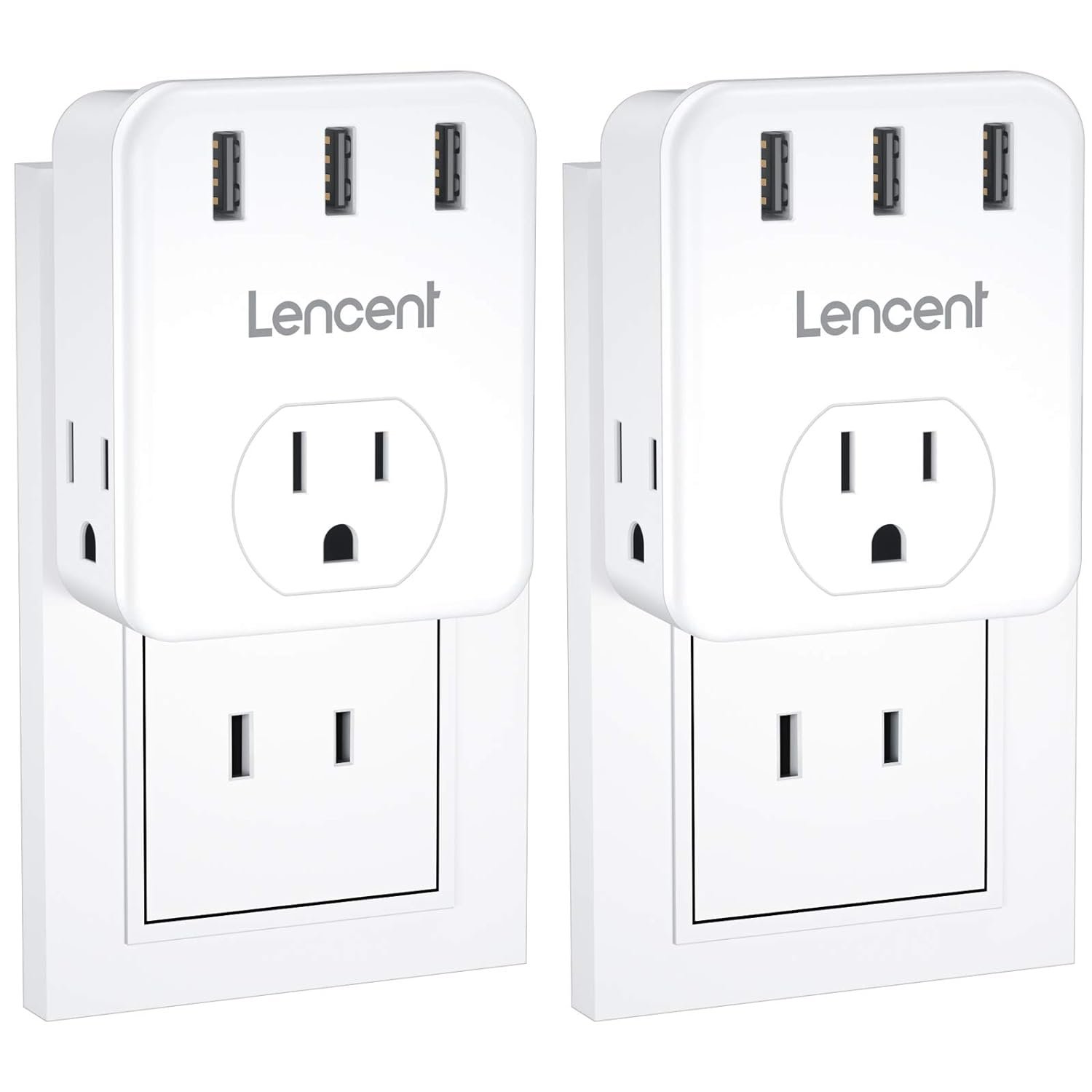 3 Prong To 2 Prong Adapter, 2 Pack, 3 Outlets Extender With 3 Usb Ports ...
