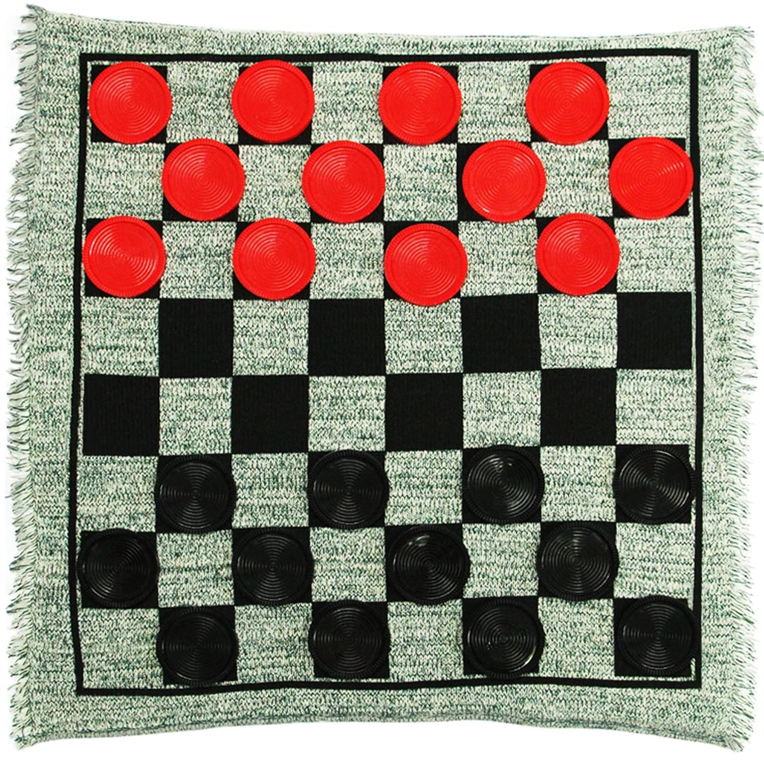 Jumbo Checkers, Giant 3-In-1 Checkers Game Rug Board Game Set