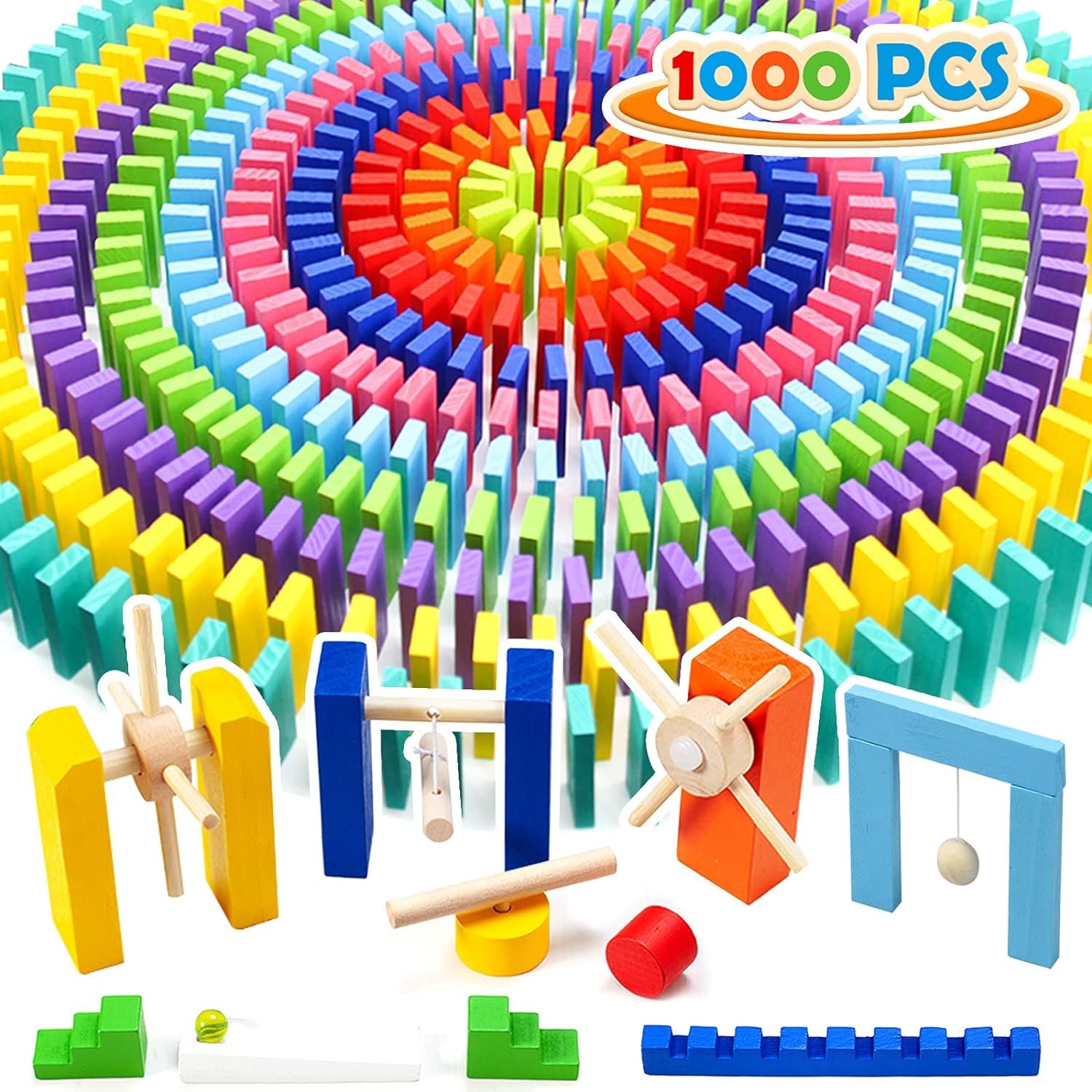1000 Piece Dominoes Set For Kids With Extra 20 Blocks, Colorful Dominos ...