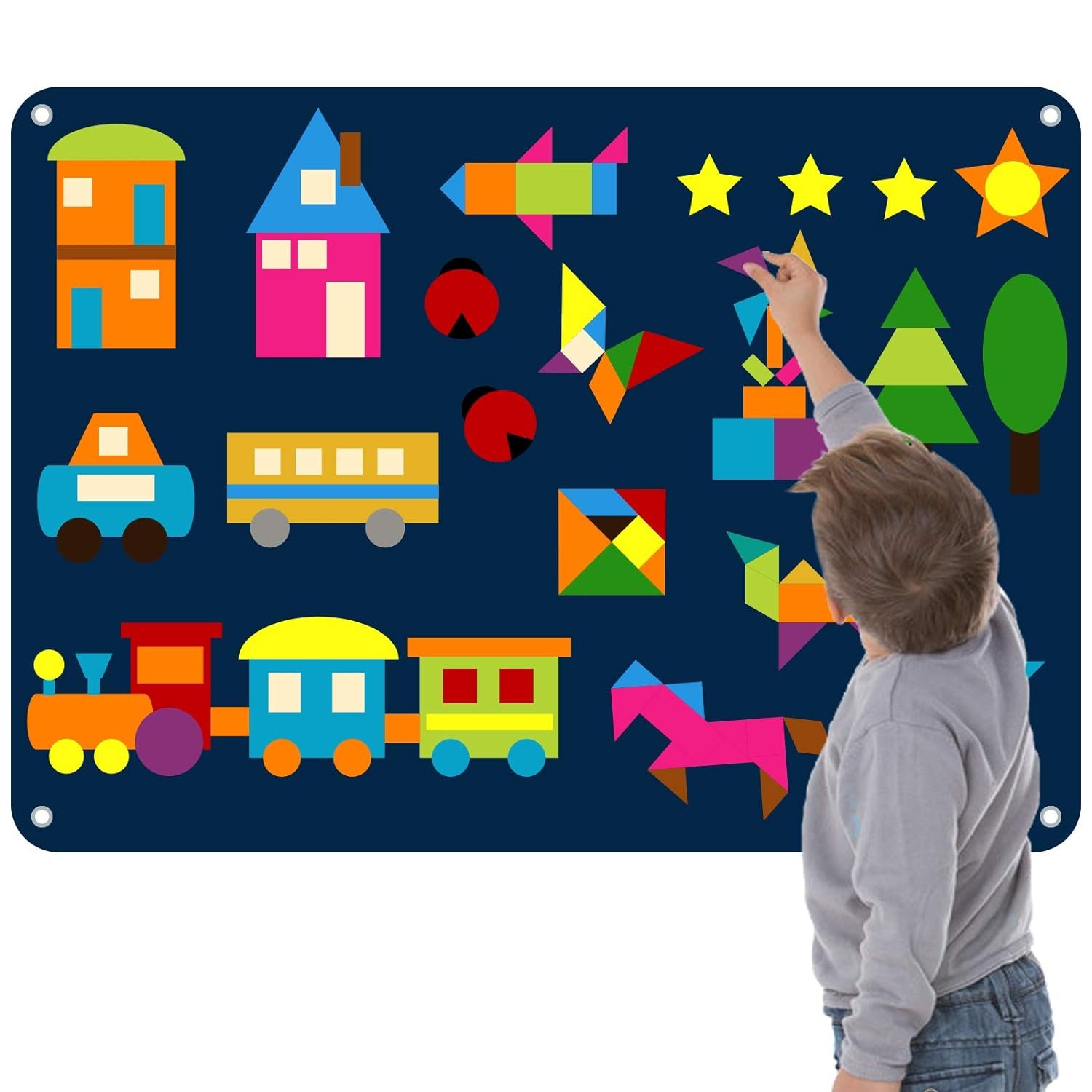 144 Pcs Preschool Shapes Felt-Board For Toddlers, Tangram Toys ...