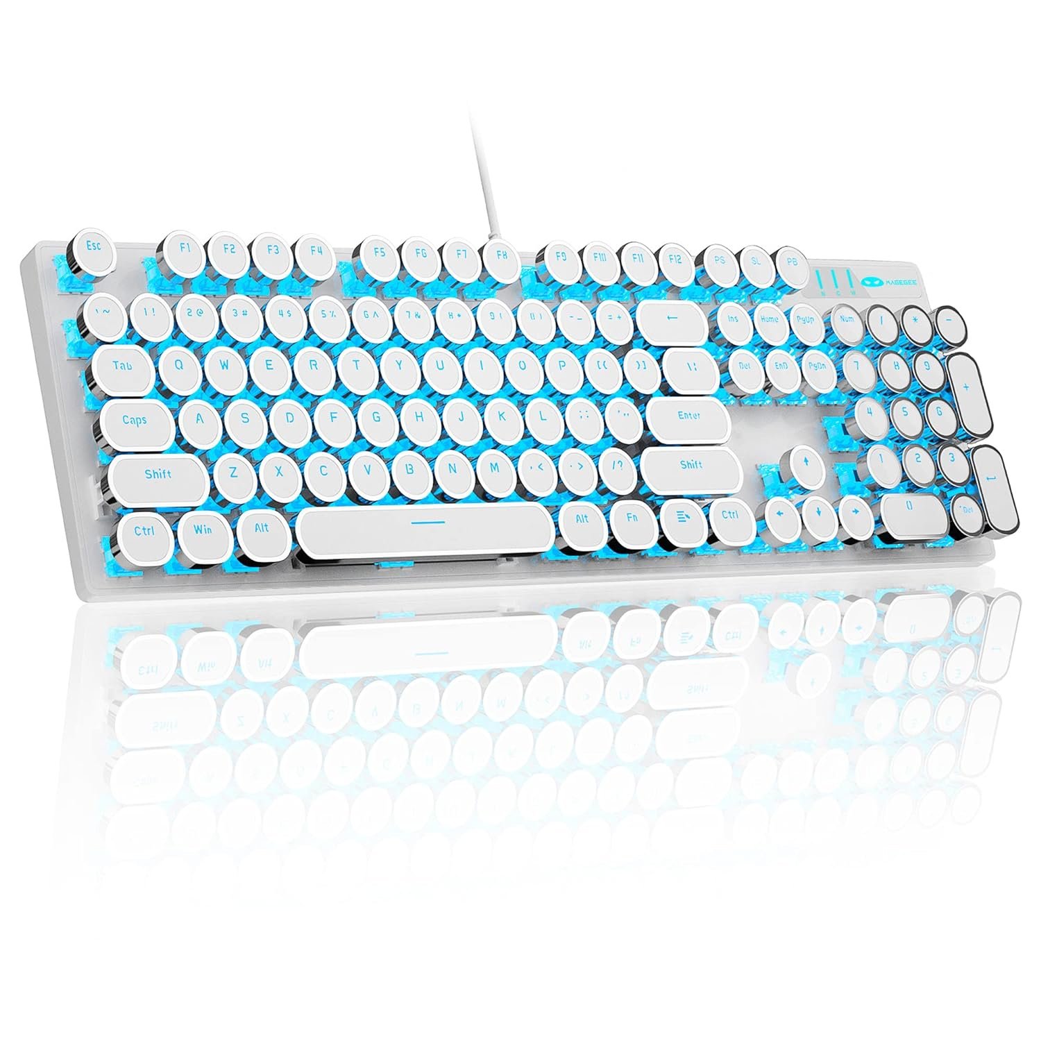 Typewriter Mechanical Gaming Keyboard, Retro Punk Round Keycap Led ...