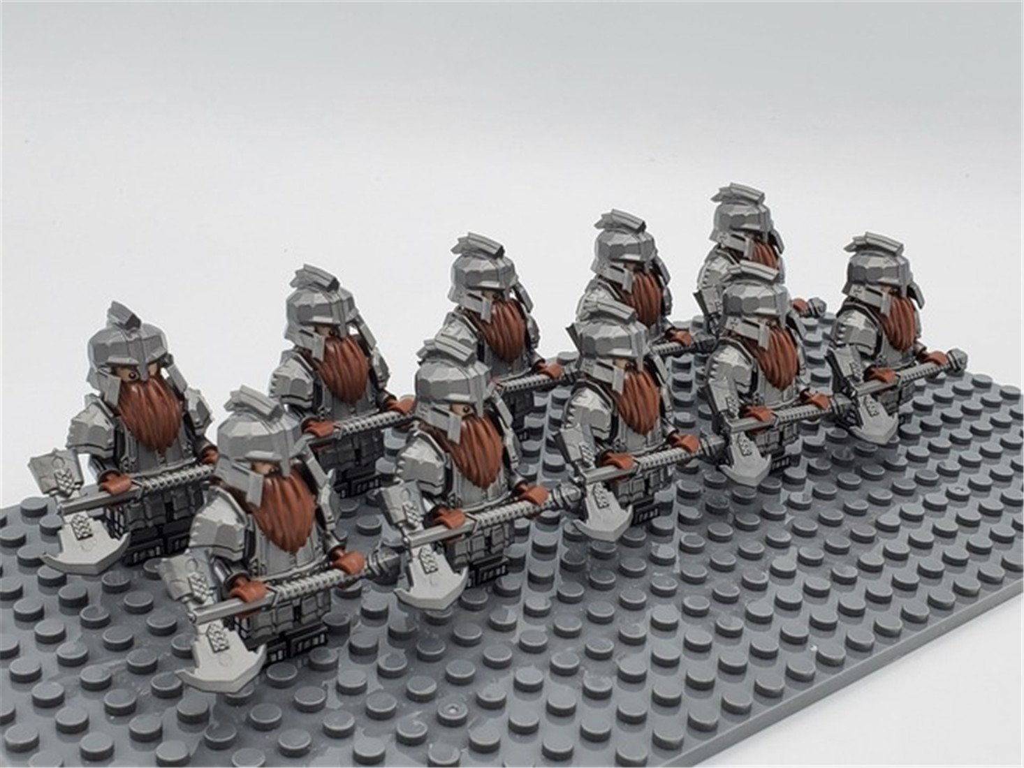LOTR Dwarf Heavy Axe Infantry Army 10 Minifigure Lot