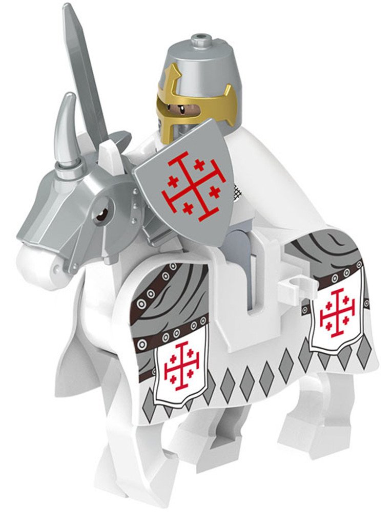 Medieval Mounted Holy Sepulchre Knight Minifigure Building Blocks Toy