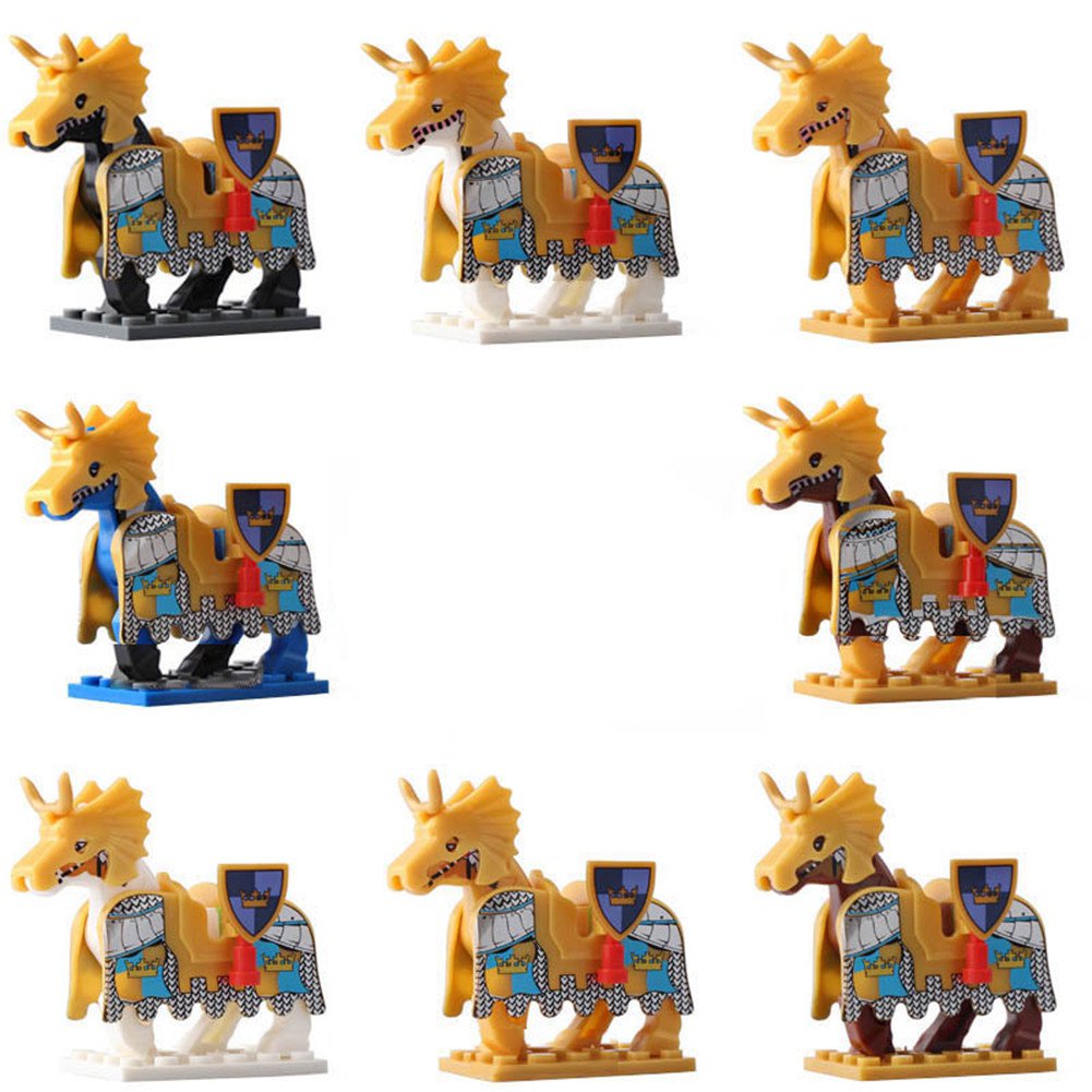 Castle Blue Crown Knights Horse Barding Armor 8 minifigure Lot