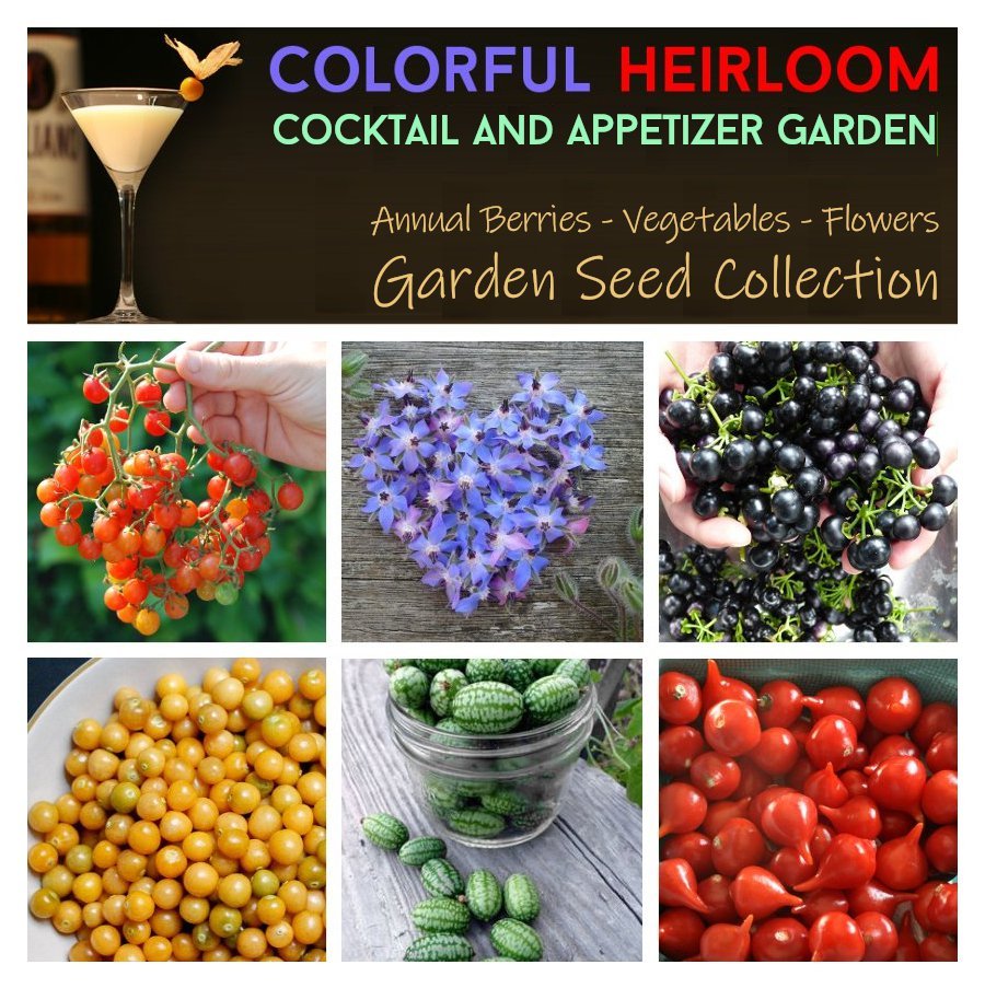 Colorful Organic Appetizer and Cocktail Garden Seed Collection - 6 ...