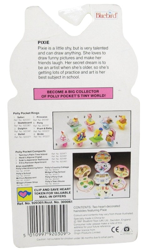 1990 Polly Pocket Pixie's Hairslides Barrettes Bluebird Toys NEW (45703)