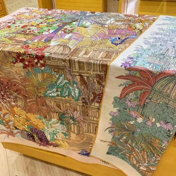 Cashmere Silk Wrap Scarf Garden Print Double Face Shawl 53 Cashmere Silk Wrap Scarf Garden Print Double Face Shawl 53