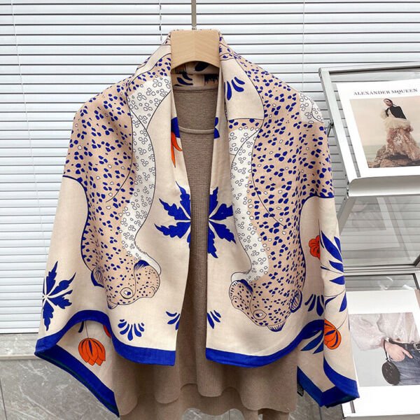 Cashmere Silk Wrap Scarf Animal Print Double Face Shawl 53 Cashmere Silk Wrap Scarf Animal Print Double Face Shawl 53