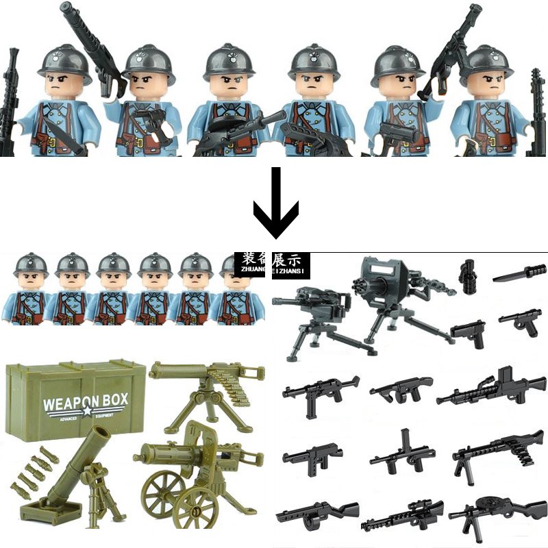 Military Building Blocks Soilder Figures Weapons Guns Equipment ...