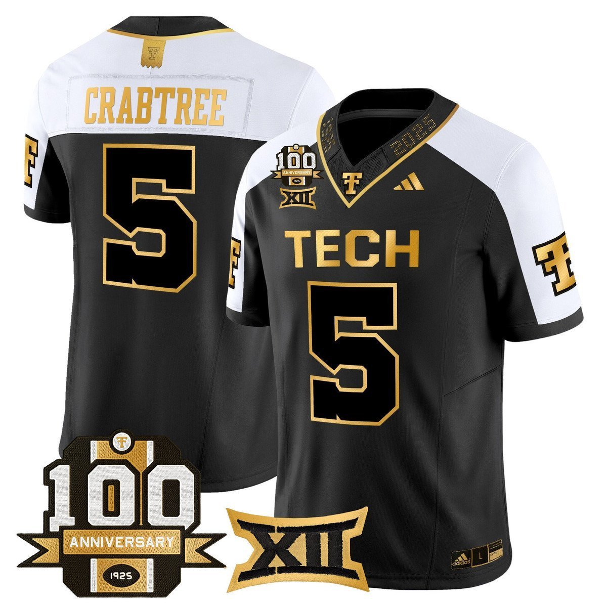 Michael Crabtree Jersey #5 Texas Tech 2025 100th Anniversary Stitched ...