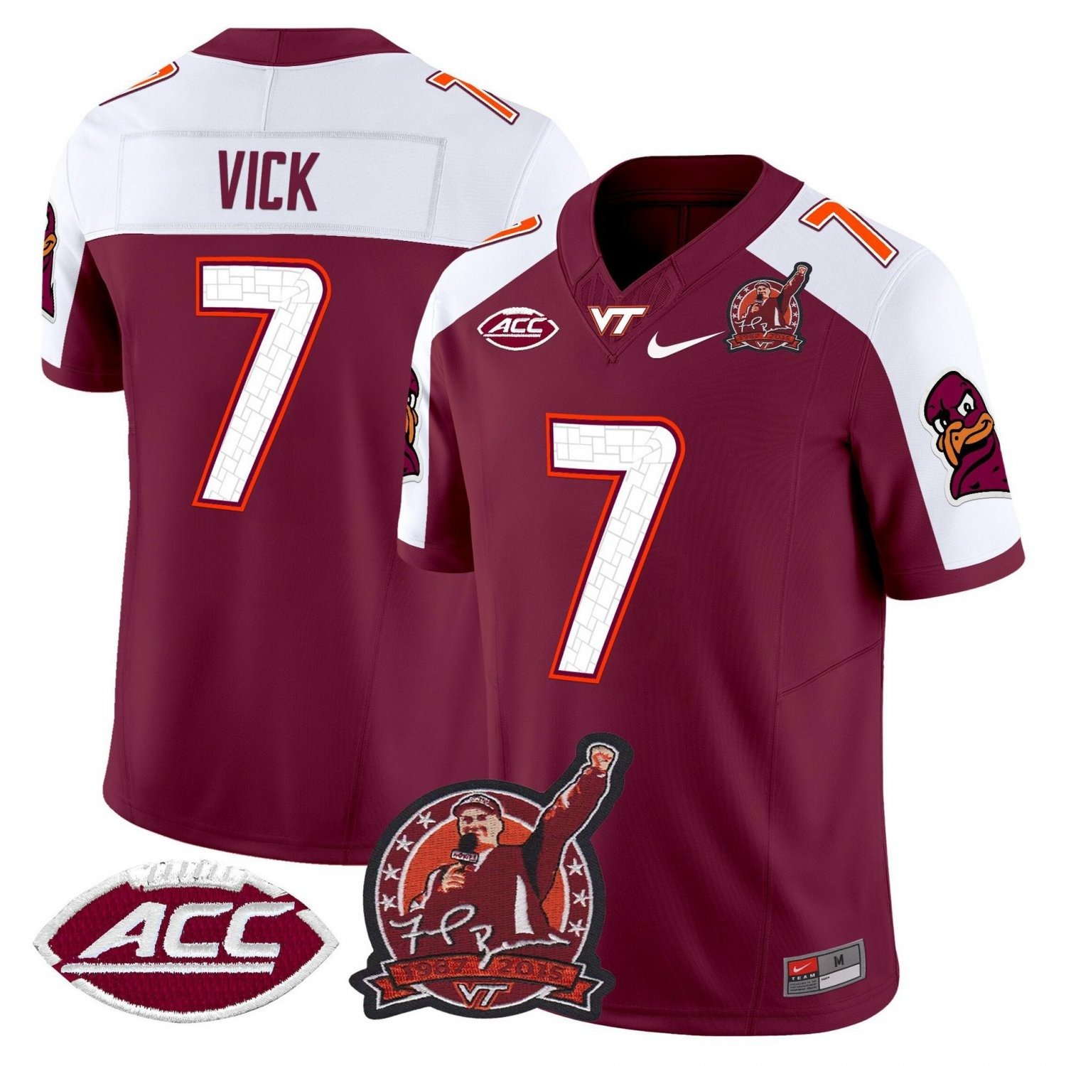 Michael Vick Jersey #7 Virginia Tech Hokies Coach Frank Beamer 2025 ...