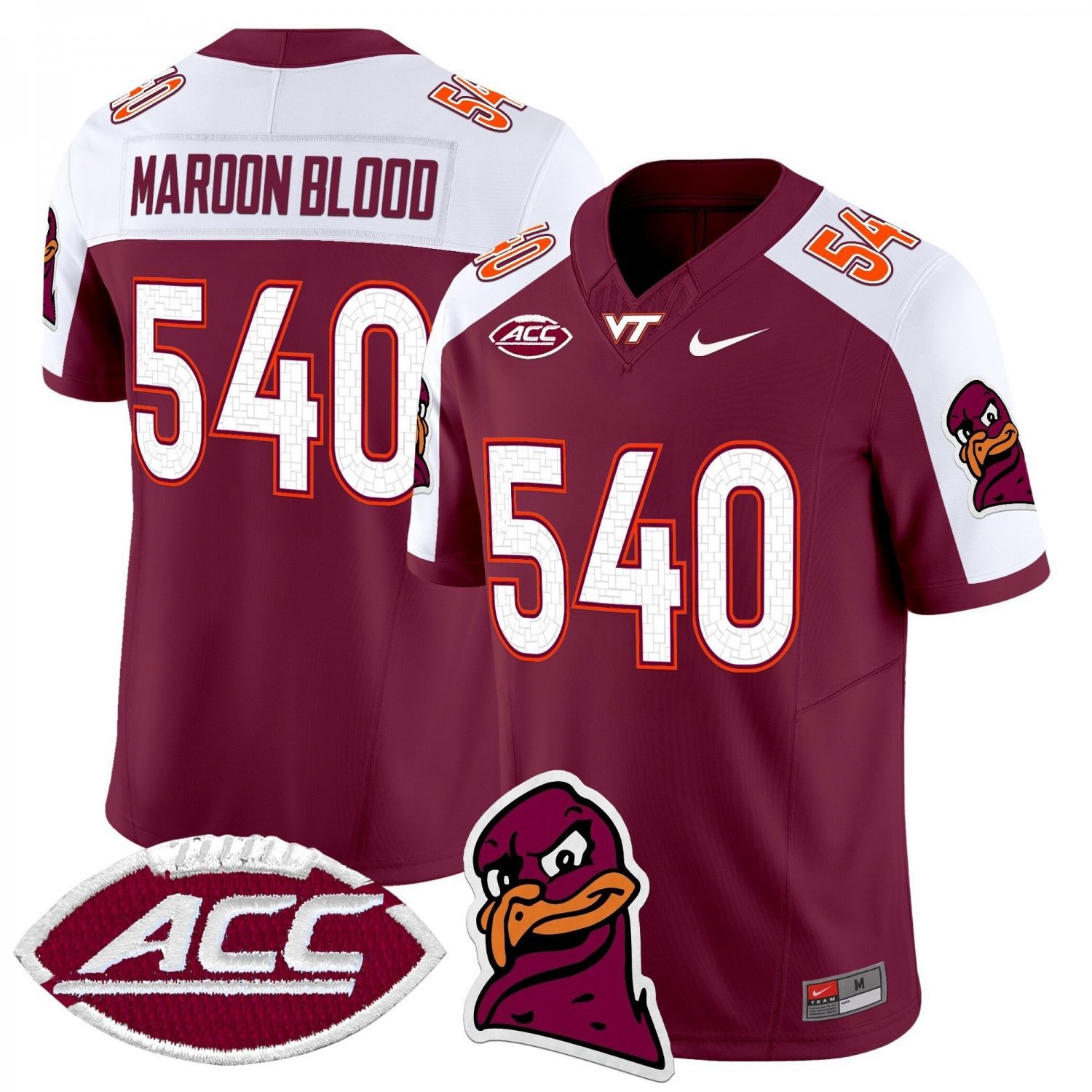 Maroon Blood Jersey #540 Virginia Tech Hokies 2025 Stitched Maroon ...