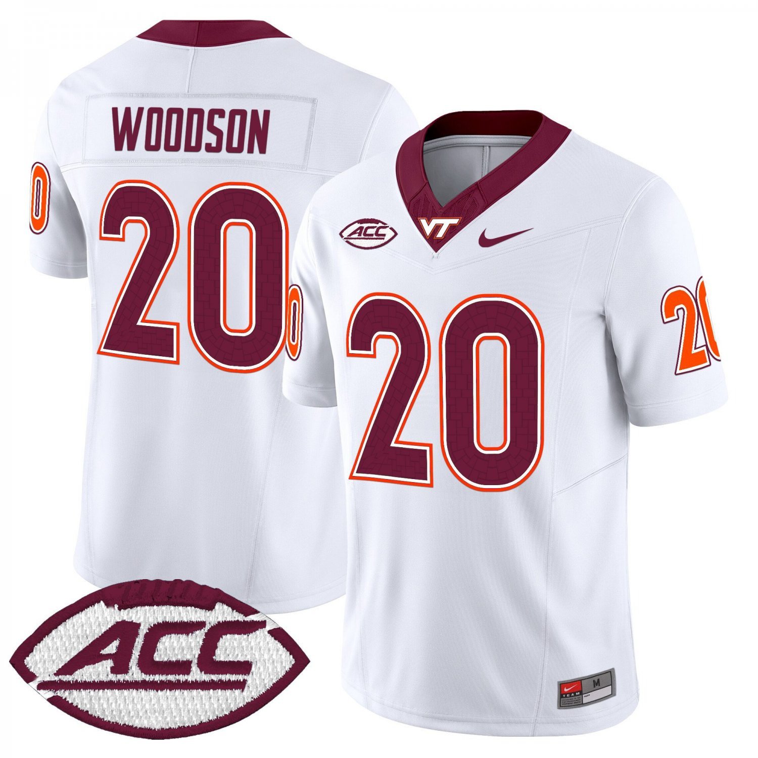Caleb Woodson Jersey #20 Virginia Tech Hokies 2025 Stitched White