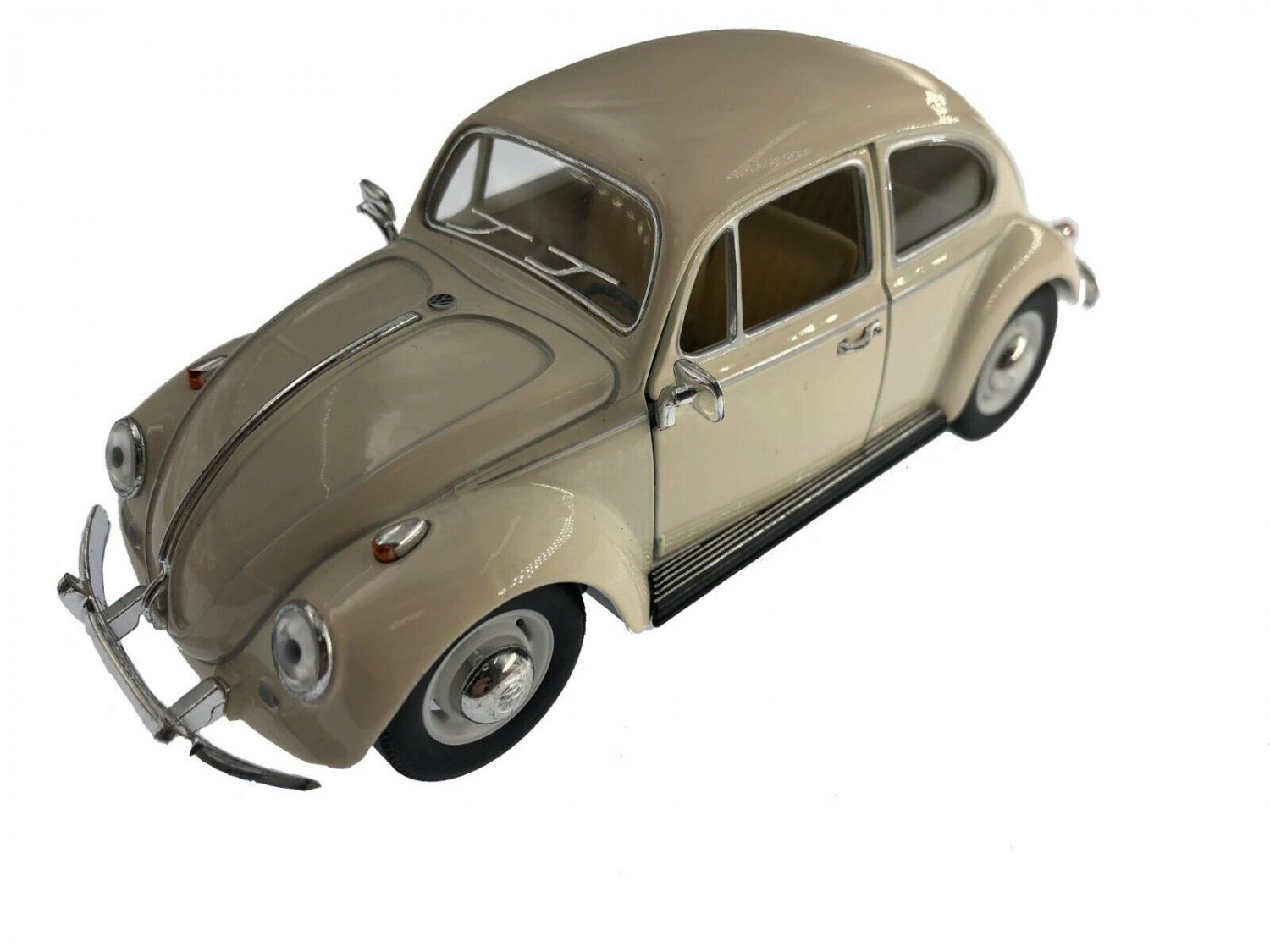 1:24 CREAM VW 1967 Volkswagen Beetle Pastel Diecast Model Toy Car 7"