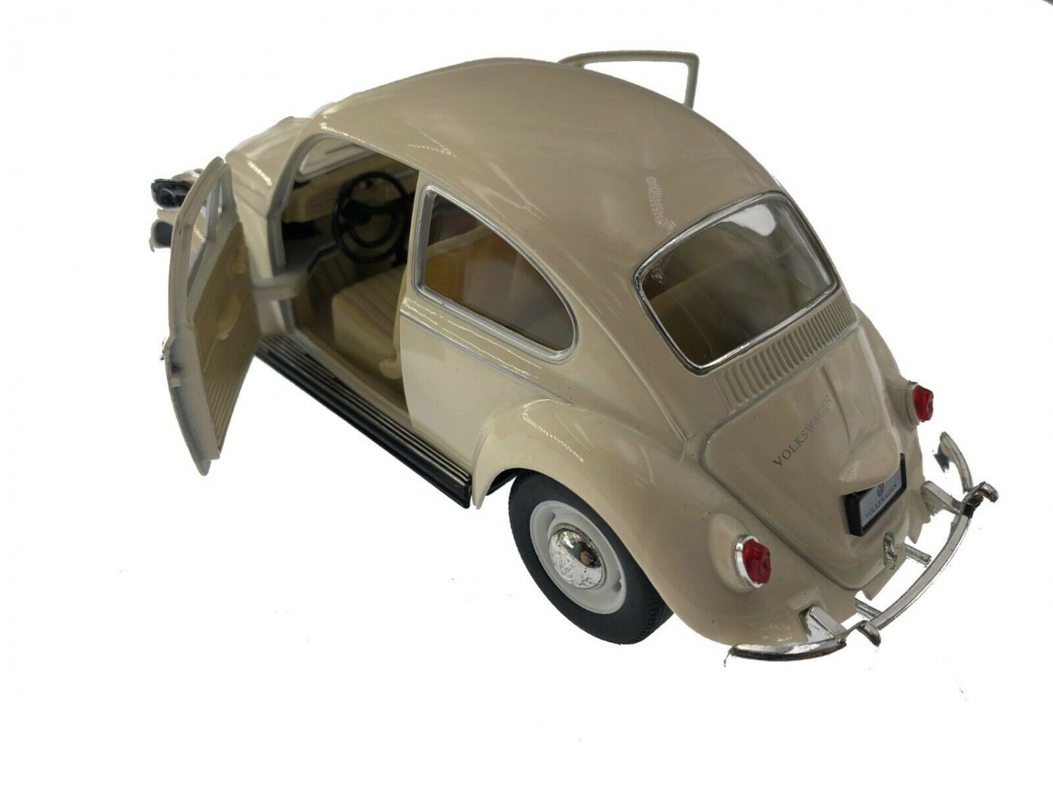 1:24 CREAM VW 1967 Volkswagen Beetle Pastel Diecast Model Toy Car 7"