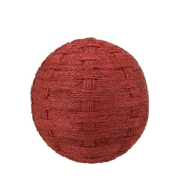 5.5" Worn Red Basket Weave String Ball Decor Christmas Ornaments