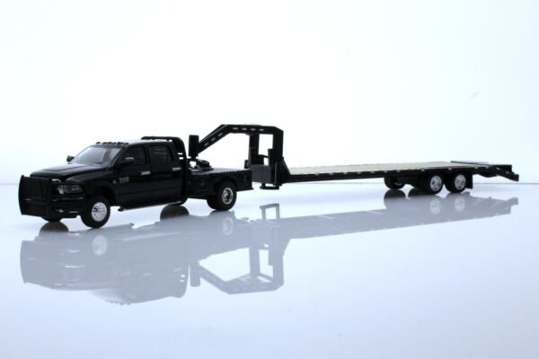 Dodge Ram 3500 Dually Gooseneck Flatbed Trailer 1:64 Truck Black ...