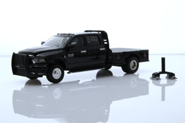Dodge Ram 3500 Flatbed Dually Truck & Gooseneck Hitch 1:64 Black ...