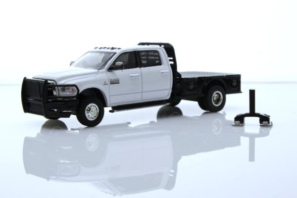 Dodge Ram 3500 Flatbed Dually Truck & Gooseneck Hitch 1:64 White ...