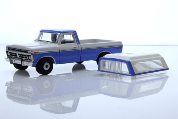1975 Ford F-100 Ranger Xlt Pickup Truck & Cap 1:64 Scale Blue F150 ...