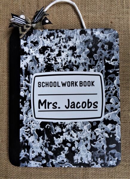 Personalized Teacher Class Sign Classroom Name Work Book Composition ...