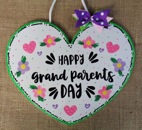 Floral Happy Grandparents Day Sign Wall Art Hanger Plaque Flowers ...