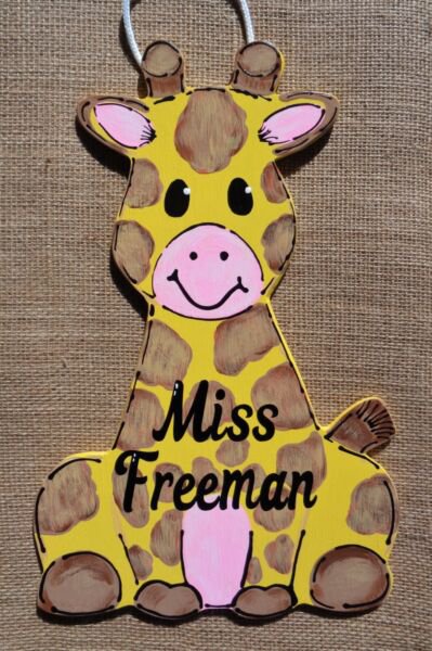 Personalize Giraffe Teacher Sign Wall Door Plaque School Classroom ...
