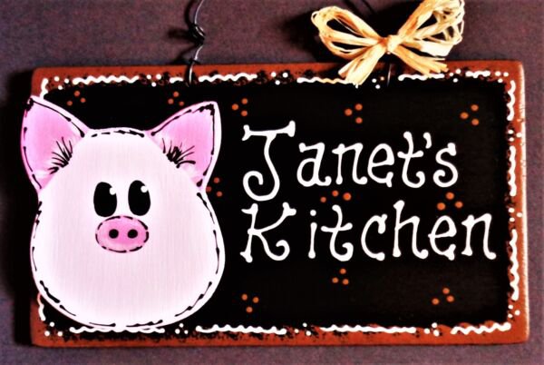Pig Personalized Name Kitchen Sign Wall Art Plaque Barnyard Country ...