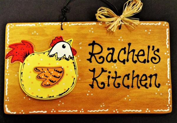 Chicken Kitchen Sign Personalize Name Wall Hanger Plaque Country ...