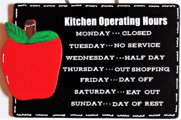 Apple Kitchen Operating Hours Kitchen Sign Wall Art Hanger Hanging ...