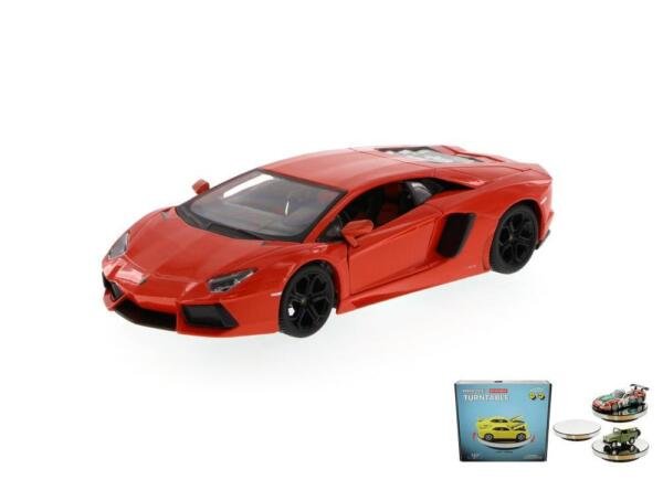 Car W/Rotary Turntable Lamborghini Aventador Lp7004 Orange 1/24 Diecast ...