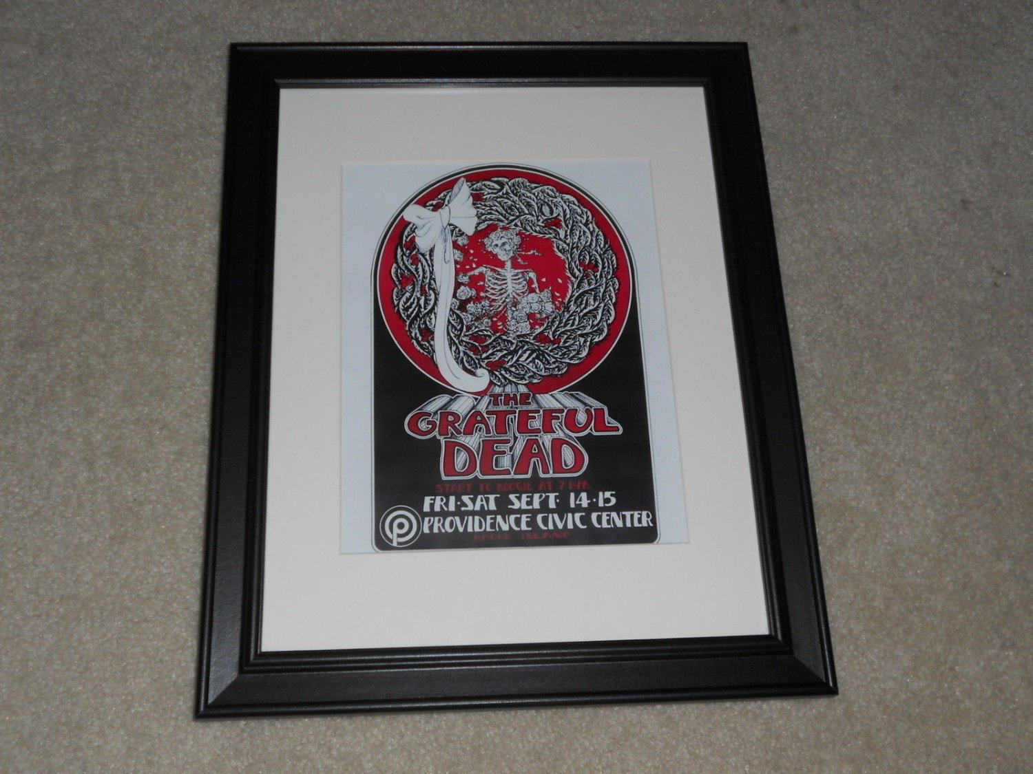 Framed 1973 Grateful Dead Concert Tour Mini-Poster, Rhode Island 14"x17"