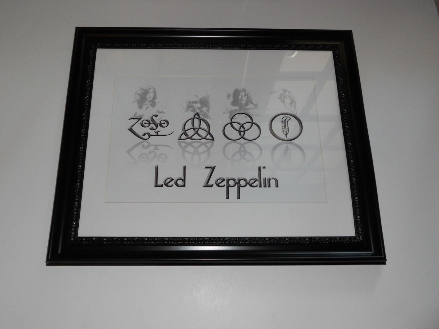 Large Framed Led Zeppelin Symbols Zoso IV Jimmy Page/ Plant Poster, 24 ...