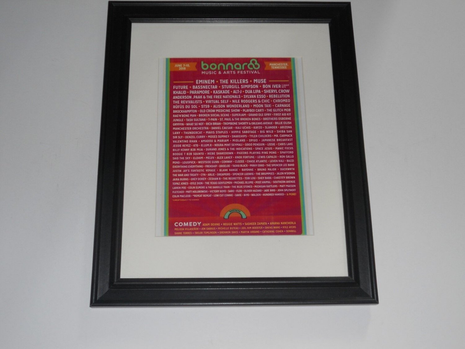 Framed Bonnaroo 2018 Poster Eminem,Killers, Muse, Bon Iver, Khalid 14 ...