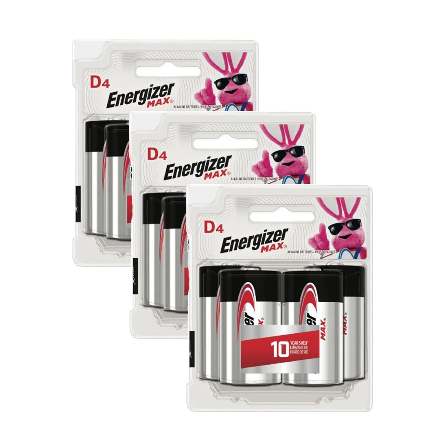 Energizer MAX Alkaline D Batteries - Package of 4 (3 Pack)