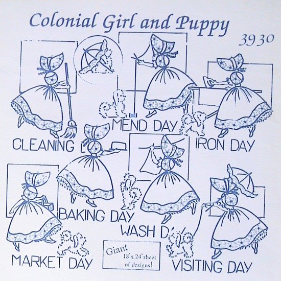 Hand Embroidered Dish Towels - Angels, Colonial Girl, Dutch Motifs or ...
