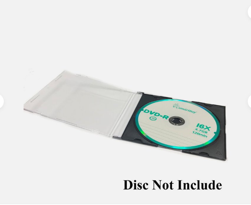 50 Pack Slim 5.2mm Jewel Case Black Single CD DVD Disc Storage w/Built-in Tray