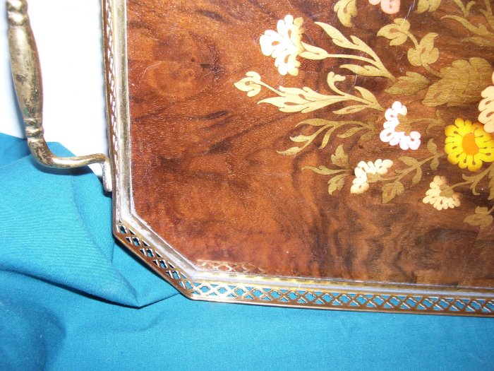 Sorrento Marquetry Inlaid Inlay Wood Tray Italy Floral