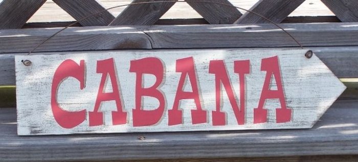 Cabana Directional Arrow Tropical Beach Bar Sign