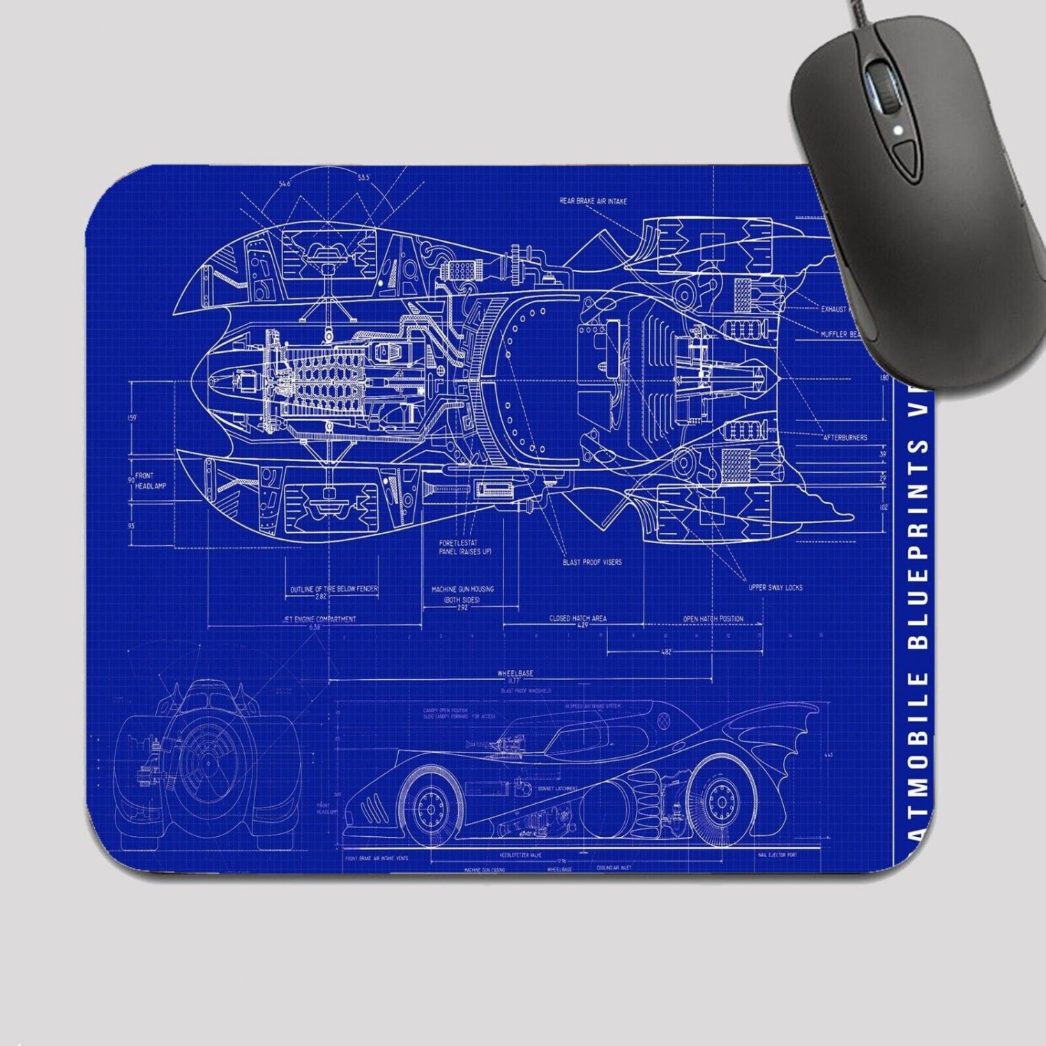 Bat-man Batmobile Blueprints Car New Large Mouse pad L31 Gamming Mousepad