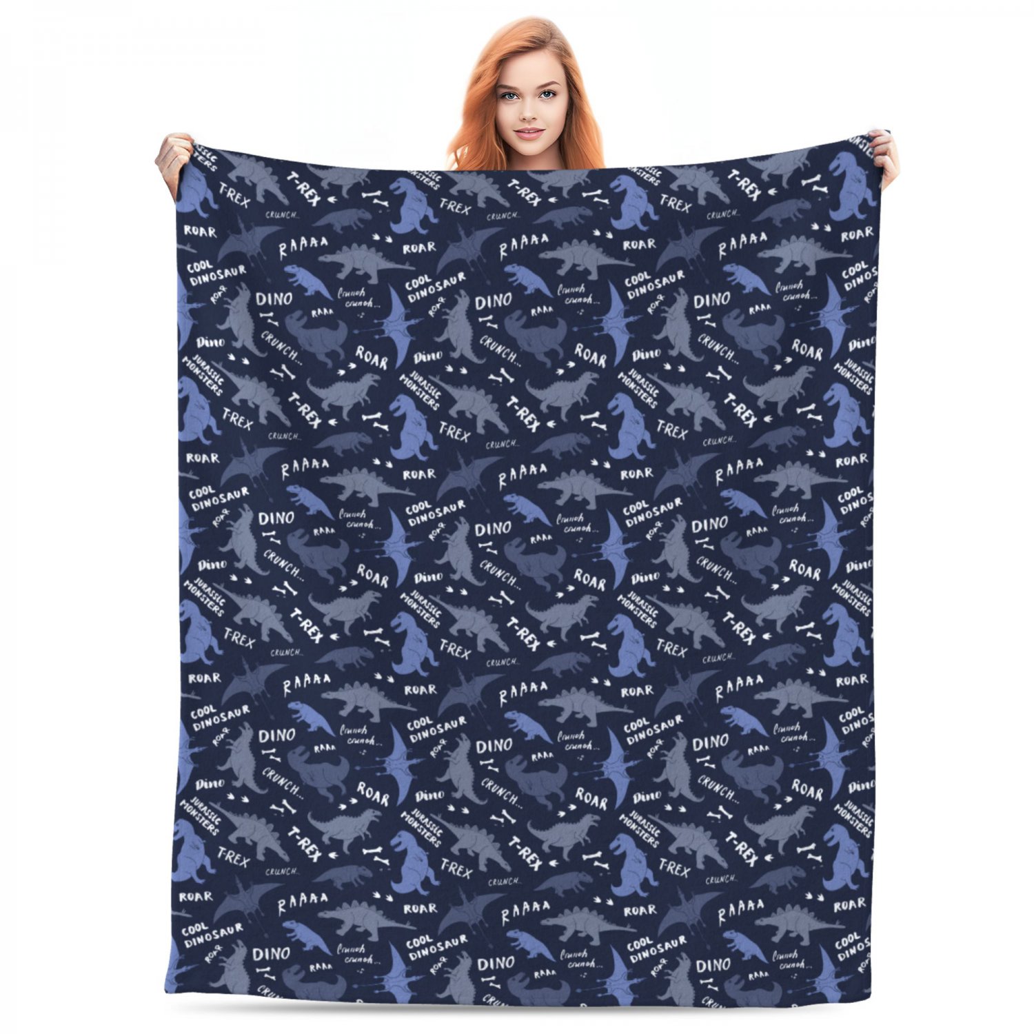 Anime cartoon Dinosaur dino Thick fleece blanket 50X60 inch for kids ...