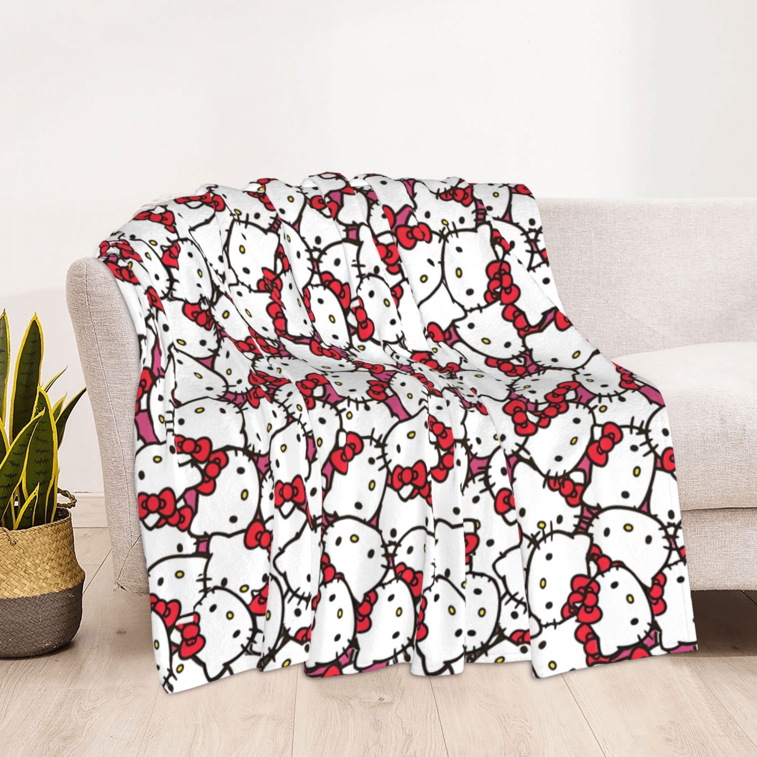 Thick anime hello kitty fleece throw blanket 50X60 for kids girls