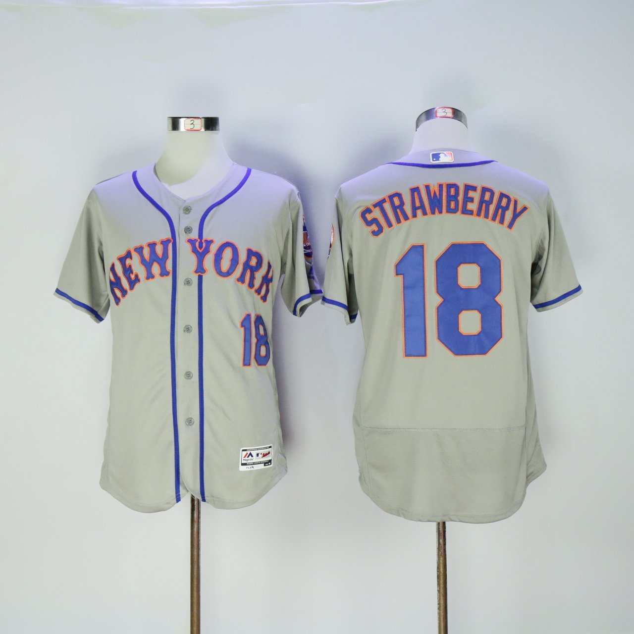 New York Mets 18 Darryl Strawberry Flexbase Baseball Jersey Gray