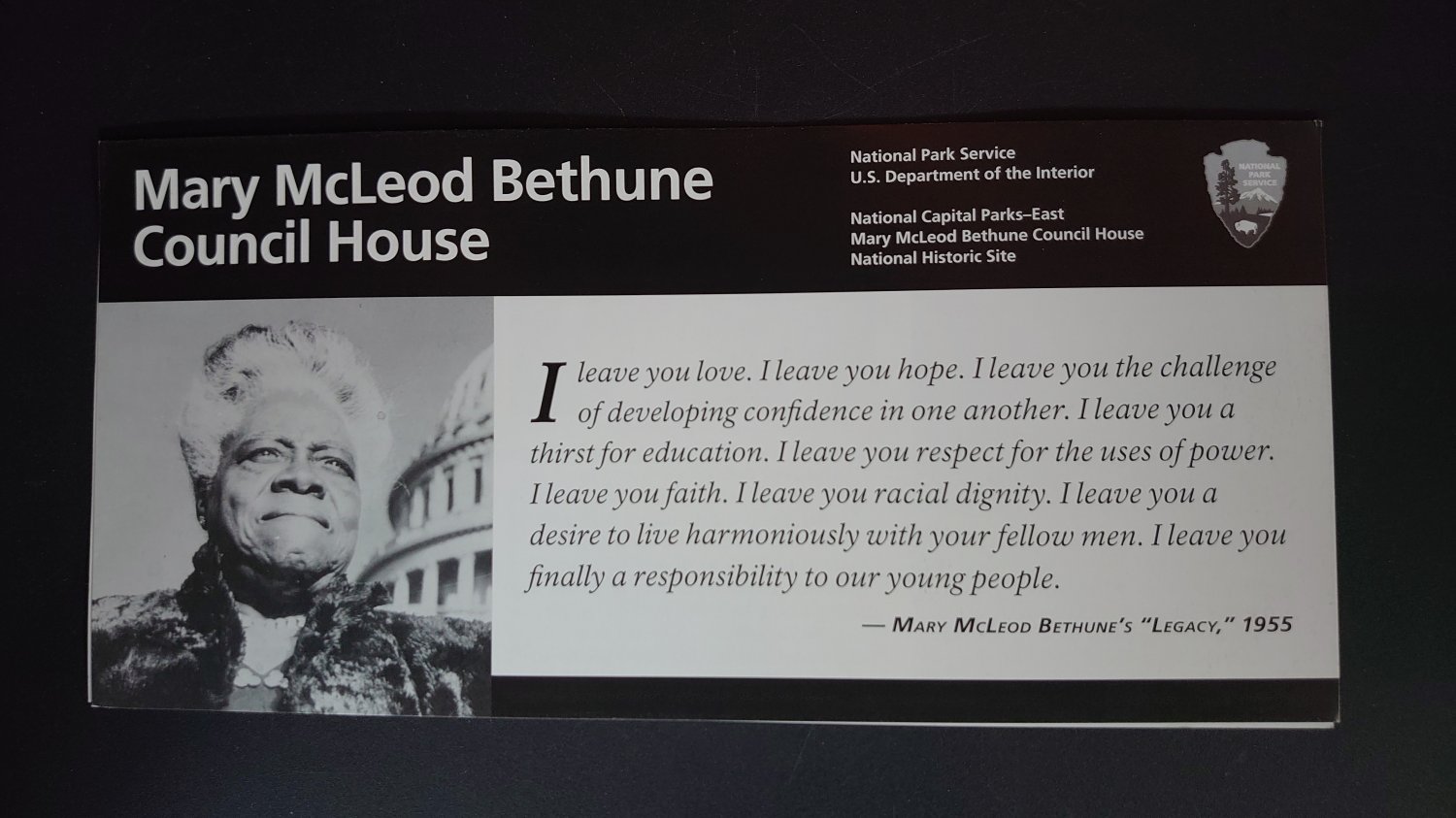 Official NPS Brochure Mary McLeod Bethune Council House Natl Historic ...