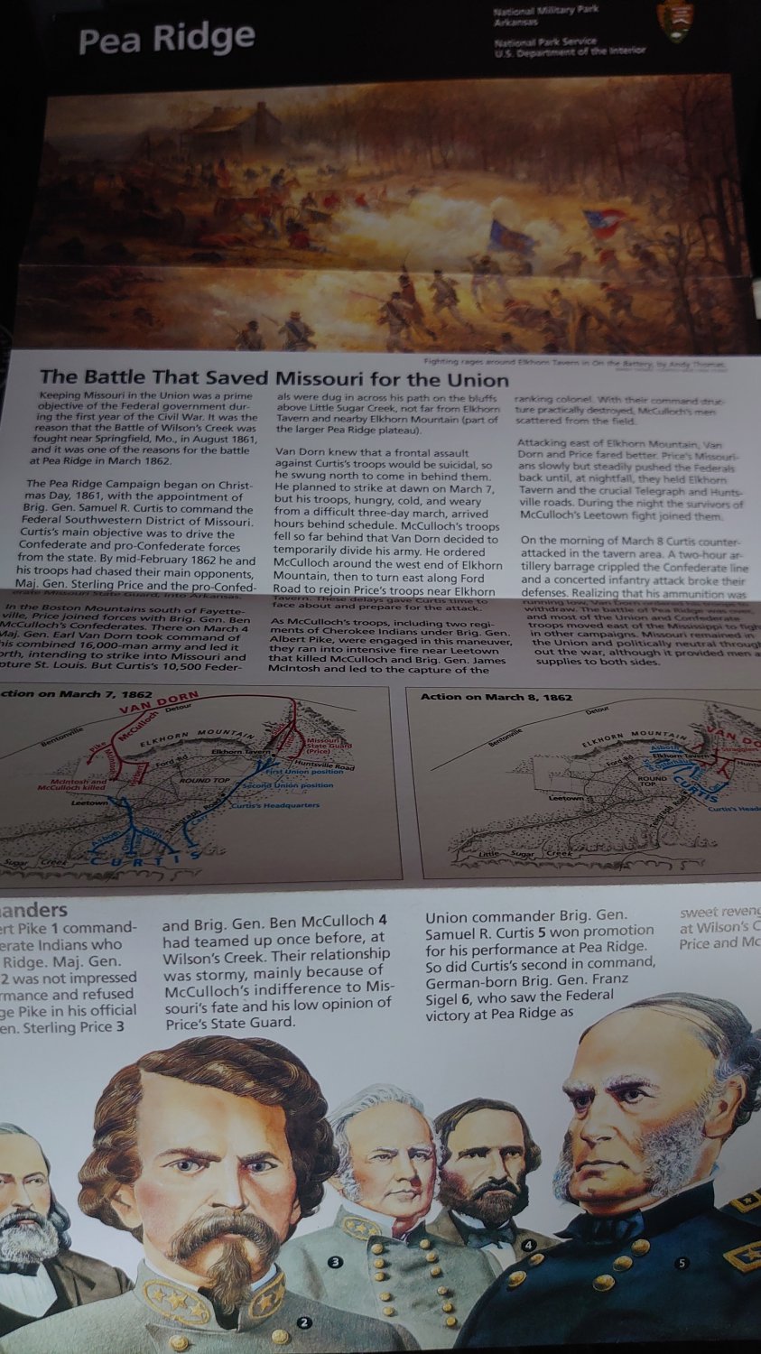 Official NPS Brochure Pea Ridge National Military Park Information Map ...