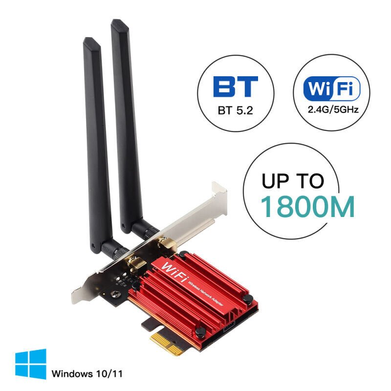 AX1800 MT7921K WiFi 6 PCIE WiFi Card 802.11ax PCIe Bluetooth 5.2 PC ...