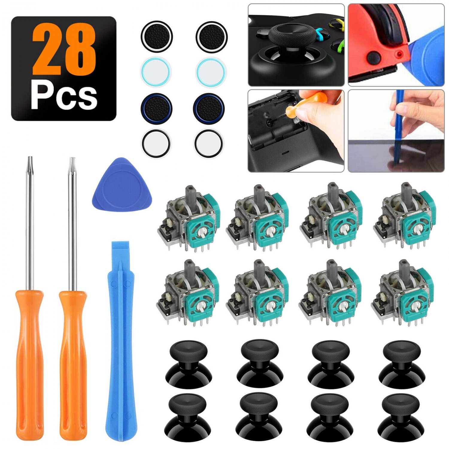 Replacement Analog Joystick Thumbstick Repair Tool Kit For Xbox One/360 ...
