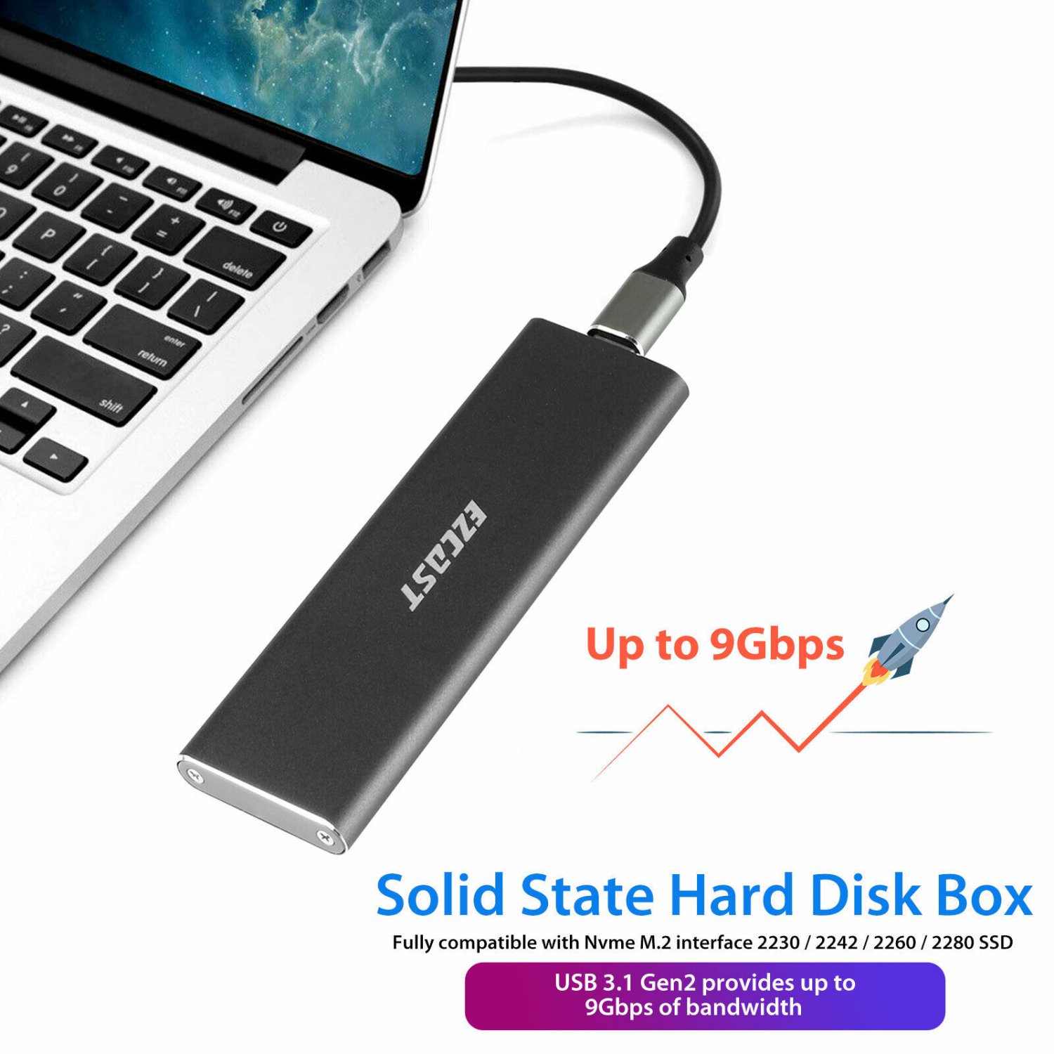 Hard Disk Box Shell M.2 Nvme Pci-E Ssd Enclosure To Usb3.1 Type-C ...