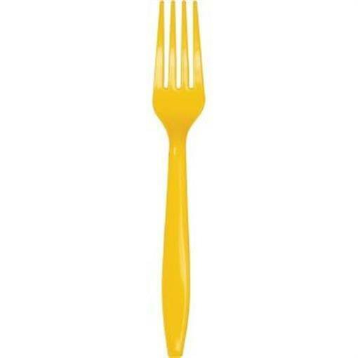 School Bus Yellow Heavy Duty Plastic Forks 24 Per Pack Tableware ...